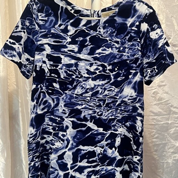 Michael Kors | Dresses | Michael Kors Blue White Abstract Ripple Swirl ...